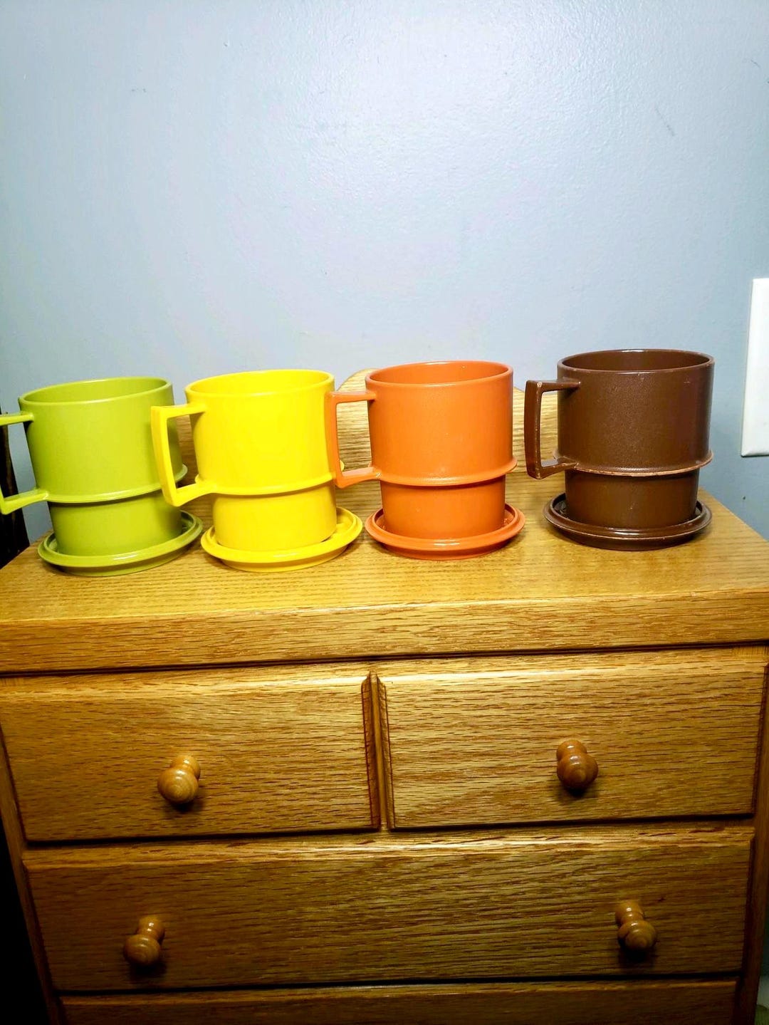 Tupperware Stackable Mugs With Coaster Lids Set of 4 - Etsy