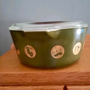 RARE Pyrex Zodiac Casserole Dish Promotional With Lid Green Gold 475-B ...