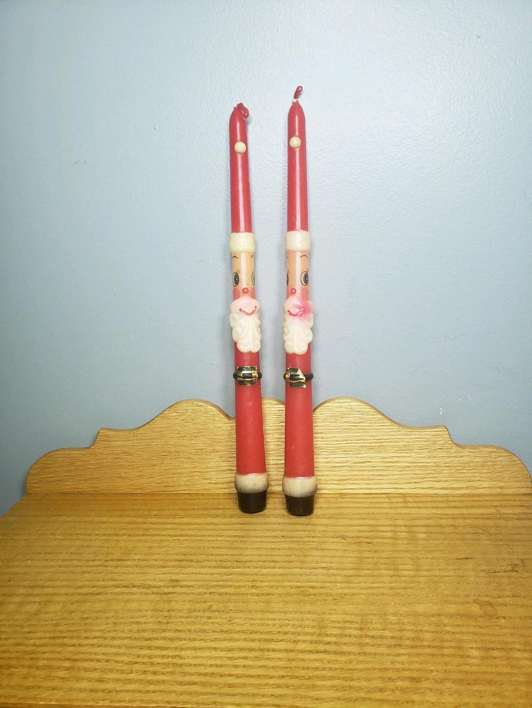 Vintage Christmas Tapered Santa Candles 1960's - Etsy