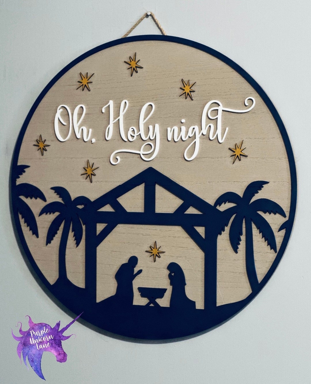 O Holy Night Door Hanger I Nativity Scene Door Hanger I Christmas Door ...