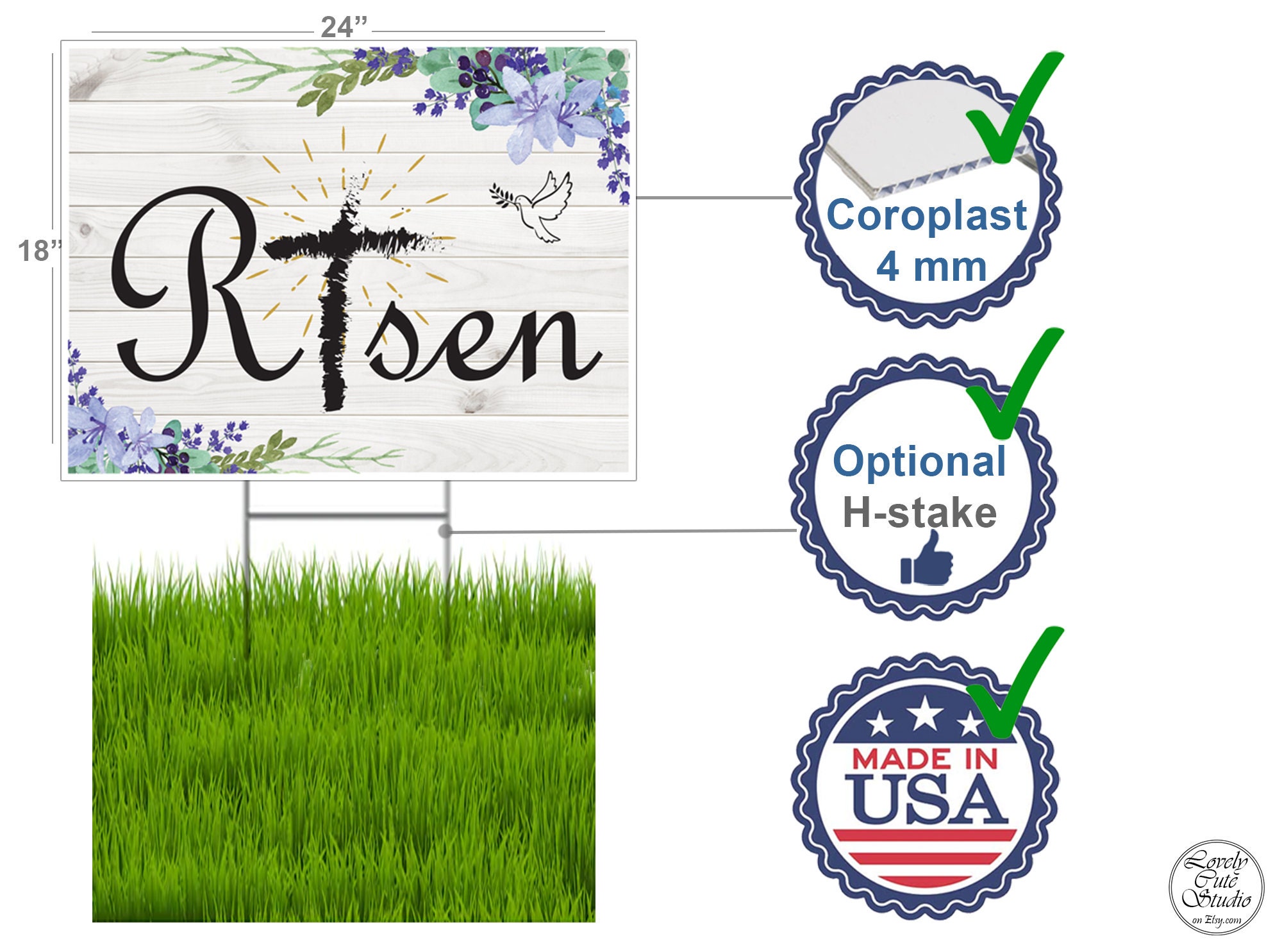 Risen sign He is Risen sign Jesus sign Easter He is risen | Etsy