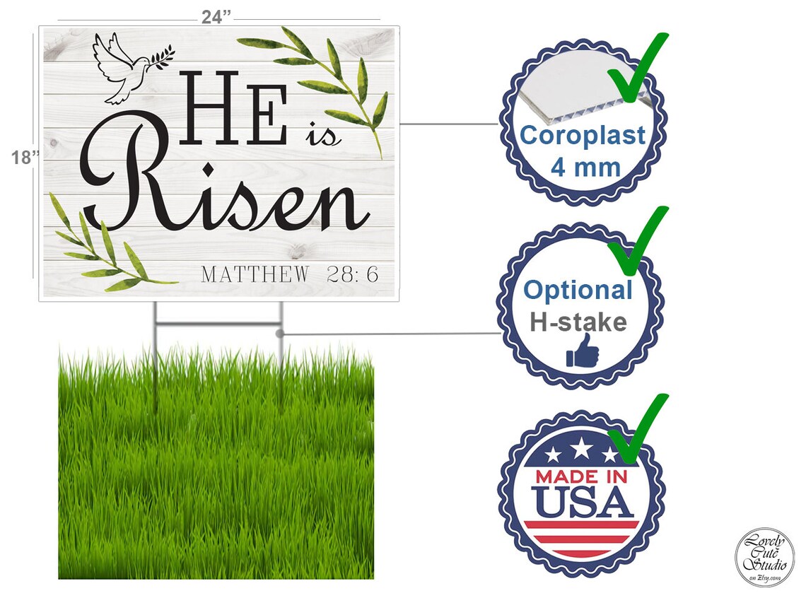 He is Risen. He is Risen Sign. Easter Yard Sign. Jesus Sign. | Etsy