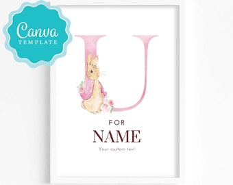 Pink Letter U Print - Etsy