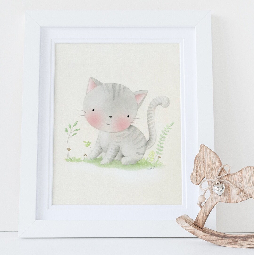 Kitten Wall Art, Baby Cat Print, Girl Boy Bedroom Decor, Animal Nursery ...