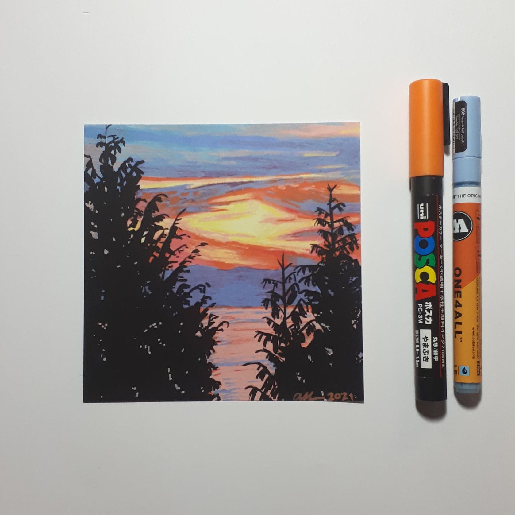 Sunset Posca Art Print | Etsy