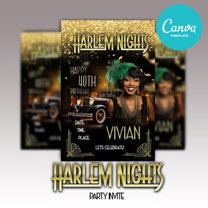 Harlem Nights - Birthday Printable Invite Template - Birthday ...