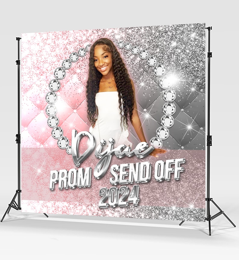 Prom Sendoff Diamond Glitter Backdrop Banner Background Custom Step and ...