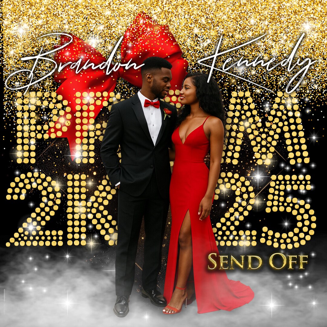 Custom Prom Backdrop: Black, Gold, Red - Event Banner - Etsy