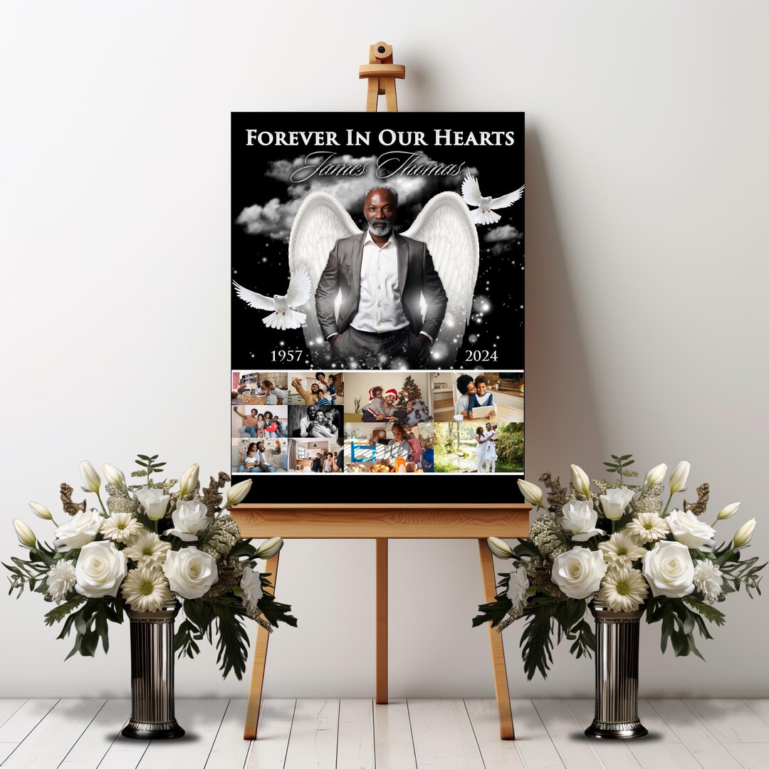 Memorial Welcome Collage Sign, Welcome Sign, With Custom Photos Added ...