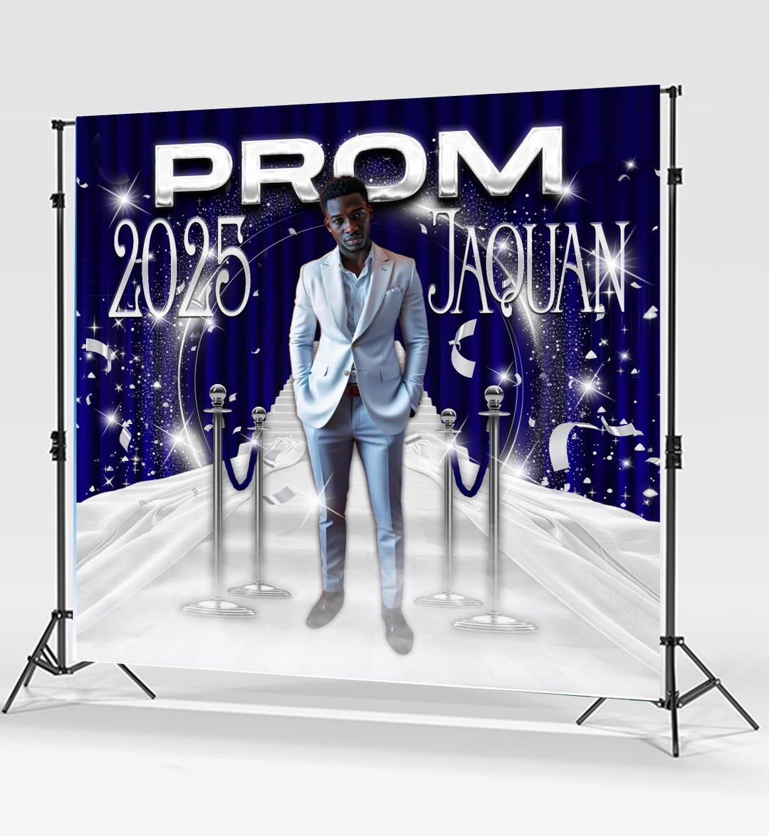 Prom Backdrop - Blue - Silver - White - Banner - Background - Custom ...