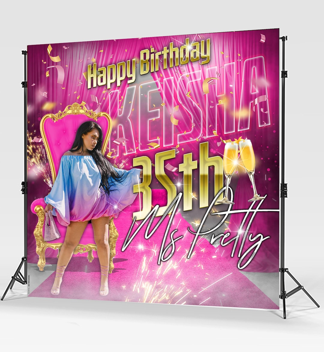 Pink Birthday Party - Banner - Background - Custom - Step and Repeat - 30th - Birthday Event - Etsy