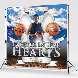 Basketball Memorial Backdrop - Etsy