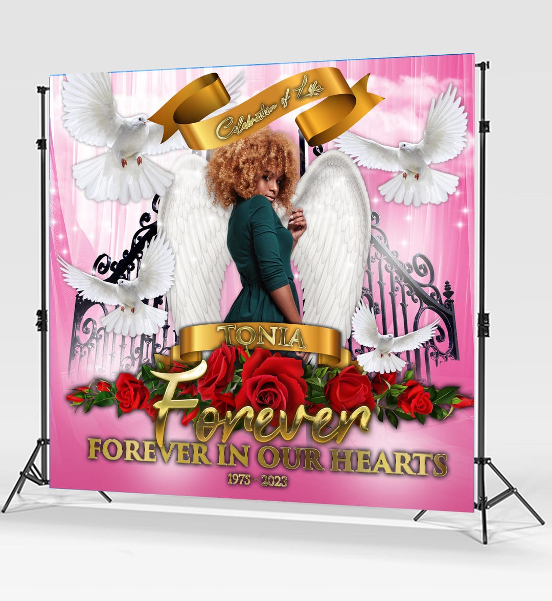 Memorial Backdrop - Banner - Floor Wrap - Custom - Step & Repeat ...