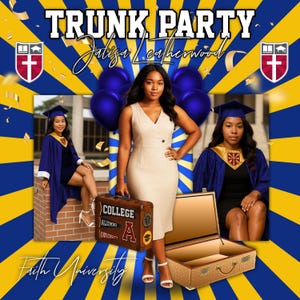 Trunk Party Backdrop - Blue & Gold 3 - Background - Custom - Step and ...