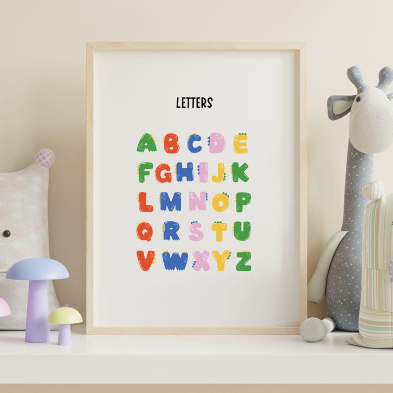 ABC Alphabet Poster, Dino Nursery Room Decor - Classroom Art- Digital ...