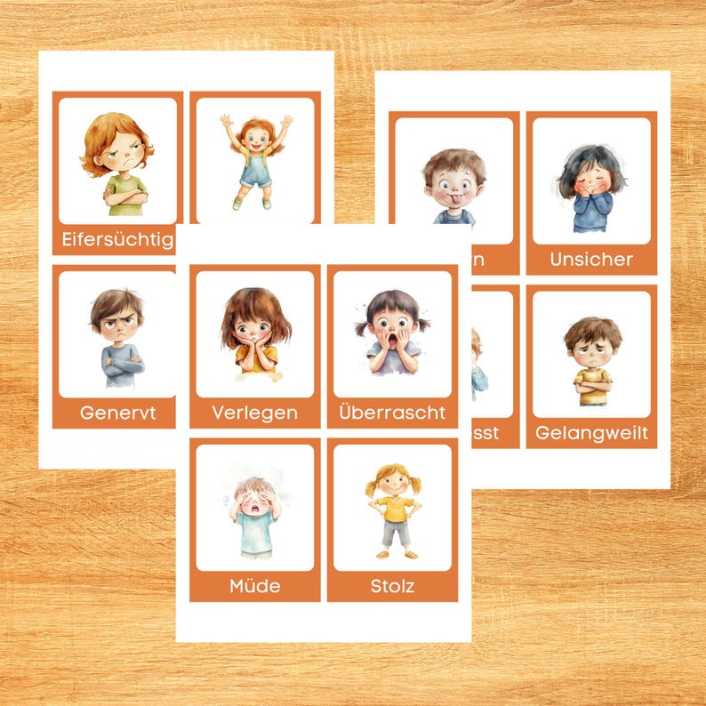 Emotion Flashcards for Kids: Montessori Feelings Cards (PDF) - Etsy