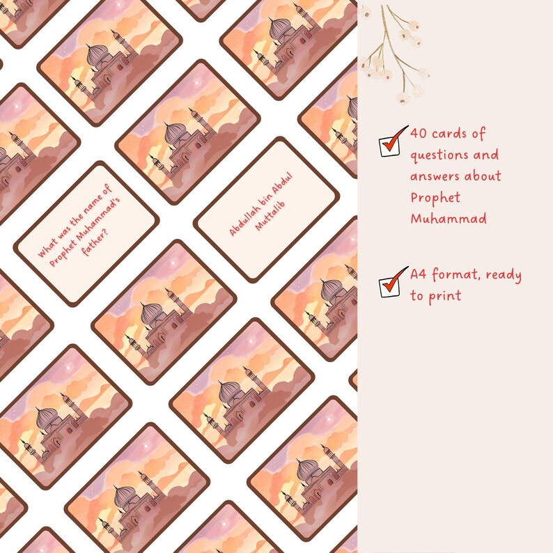 Islamic Trivia Card PRINTABLE Muslim Kids Busy Book, Islamic Homeschool ...