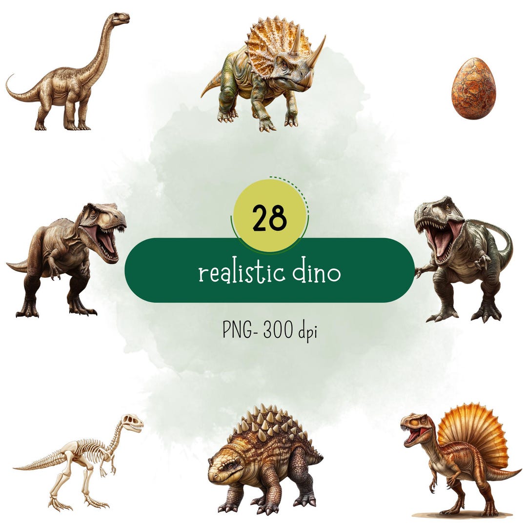 Realistic Dinosaur Clipart, DIGITAL DOWNLOAD, Dino Vector, Commercial ...