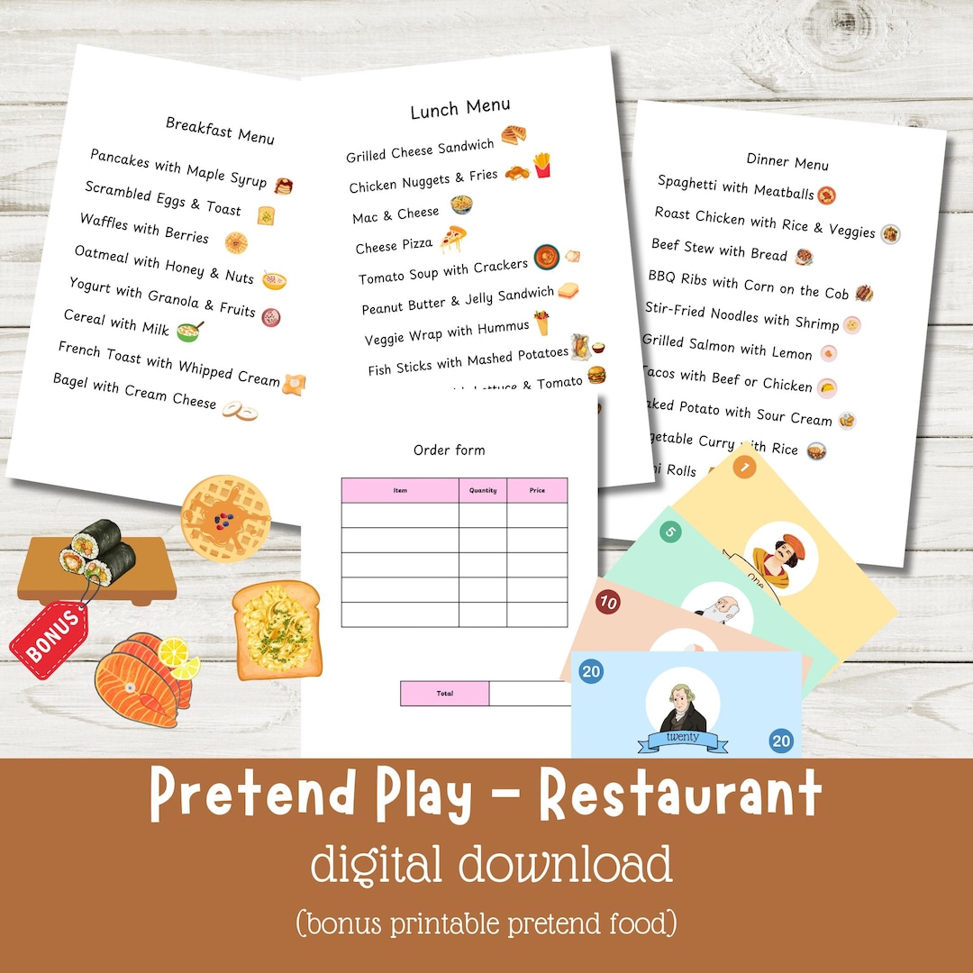 Printable Pretend Play Restaurant Menu for Kids | Fun Dramatic Play ...