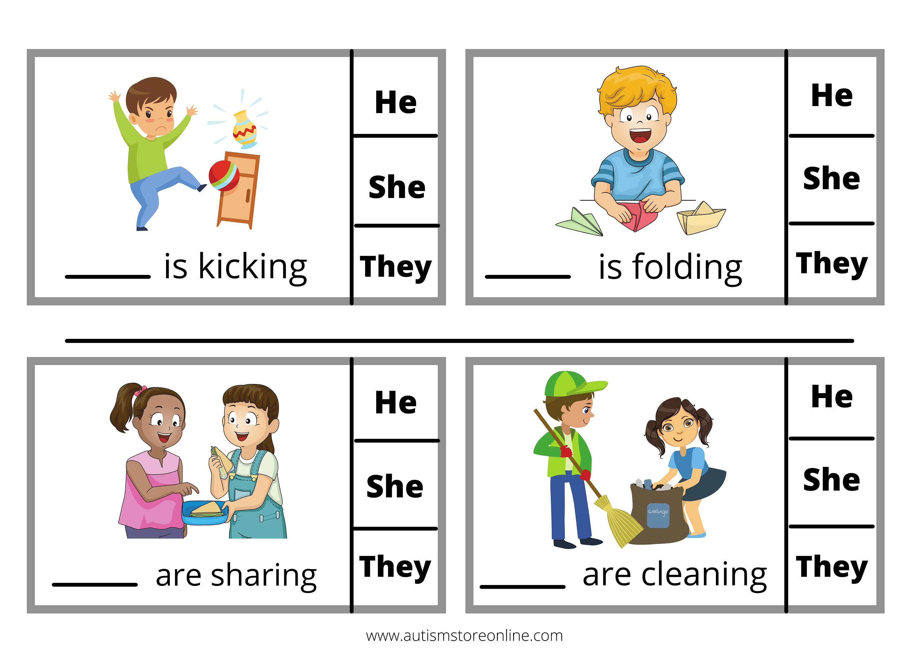 Pronoun Cards, Teaching Pronouns, SPED, Autism, Special Education - Etsy