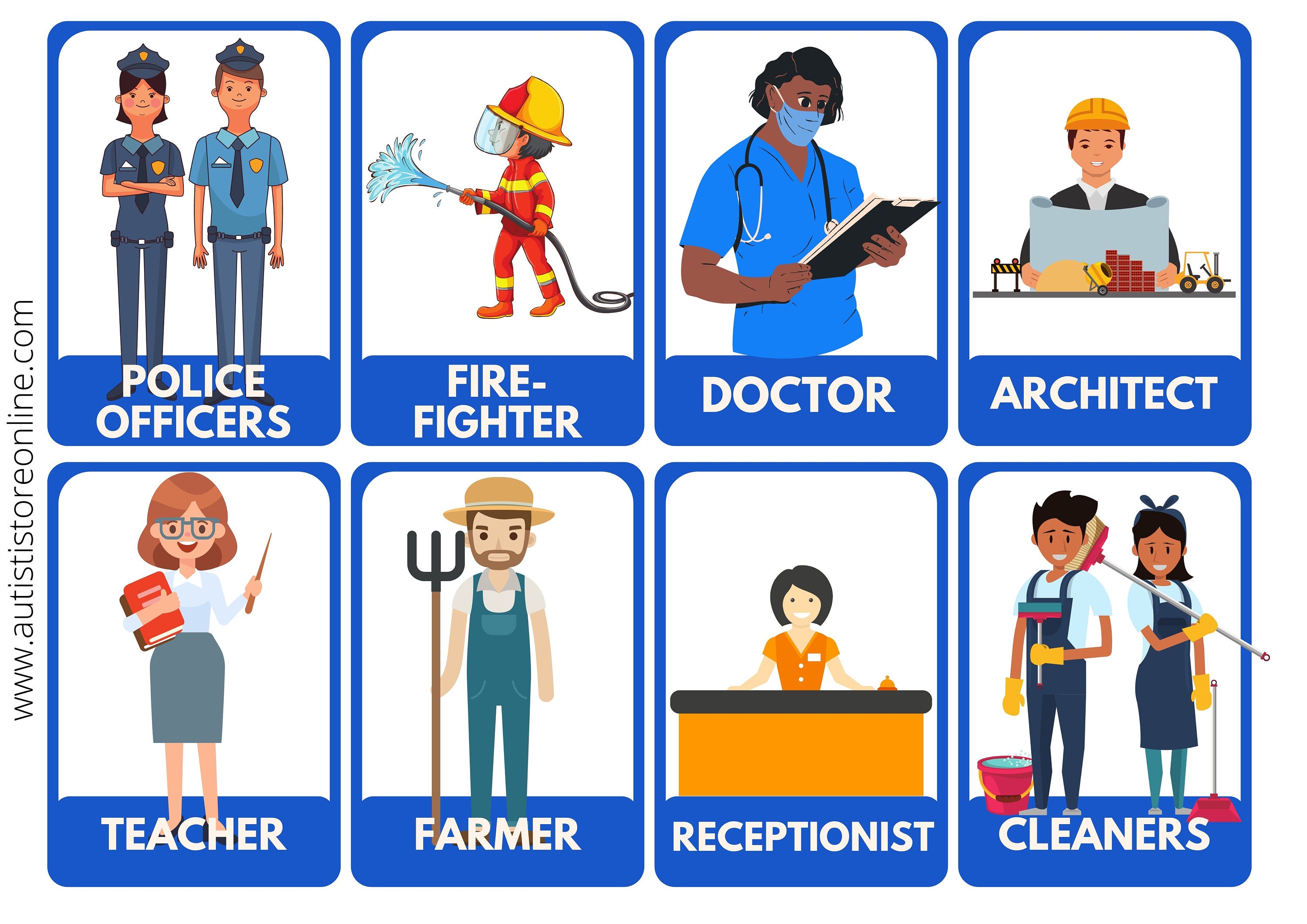 Jobs Flashcards, Professions, Jobs Vocabulary, Autism, SPED, Special ...