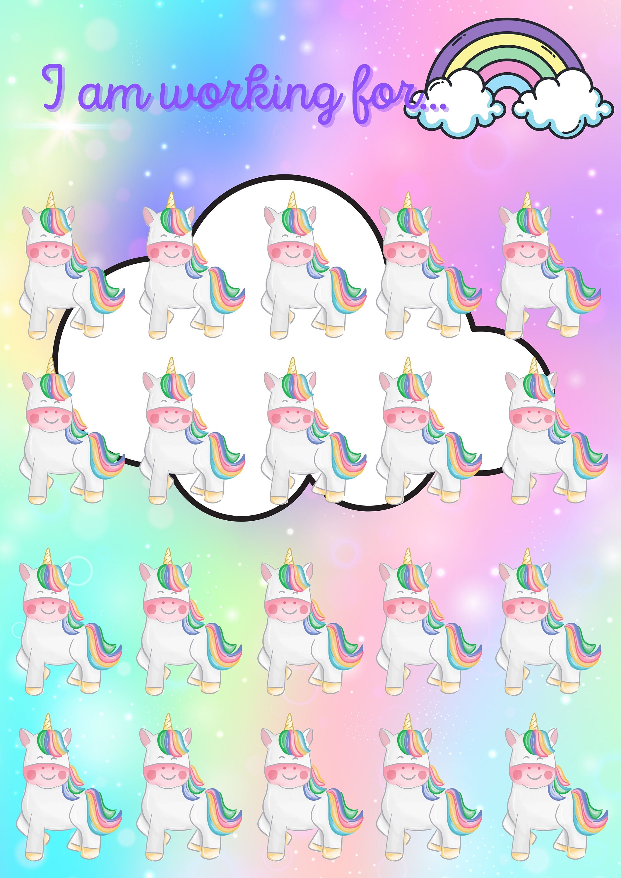 Unicorn Token Chart, Token Economy, Token Board, Reinforcement ...