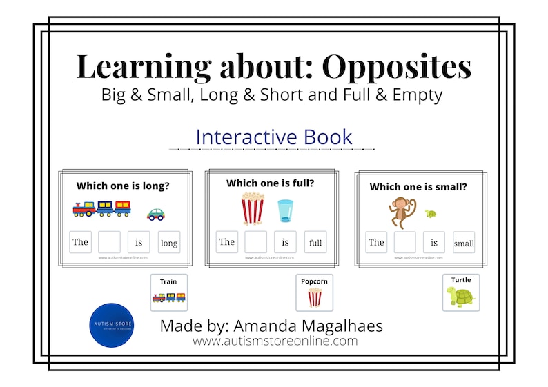 Opposites Interactive Book, SPED, Autism - Etsy