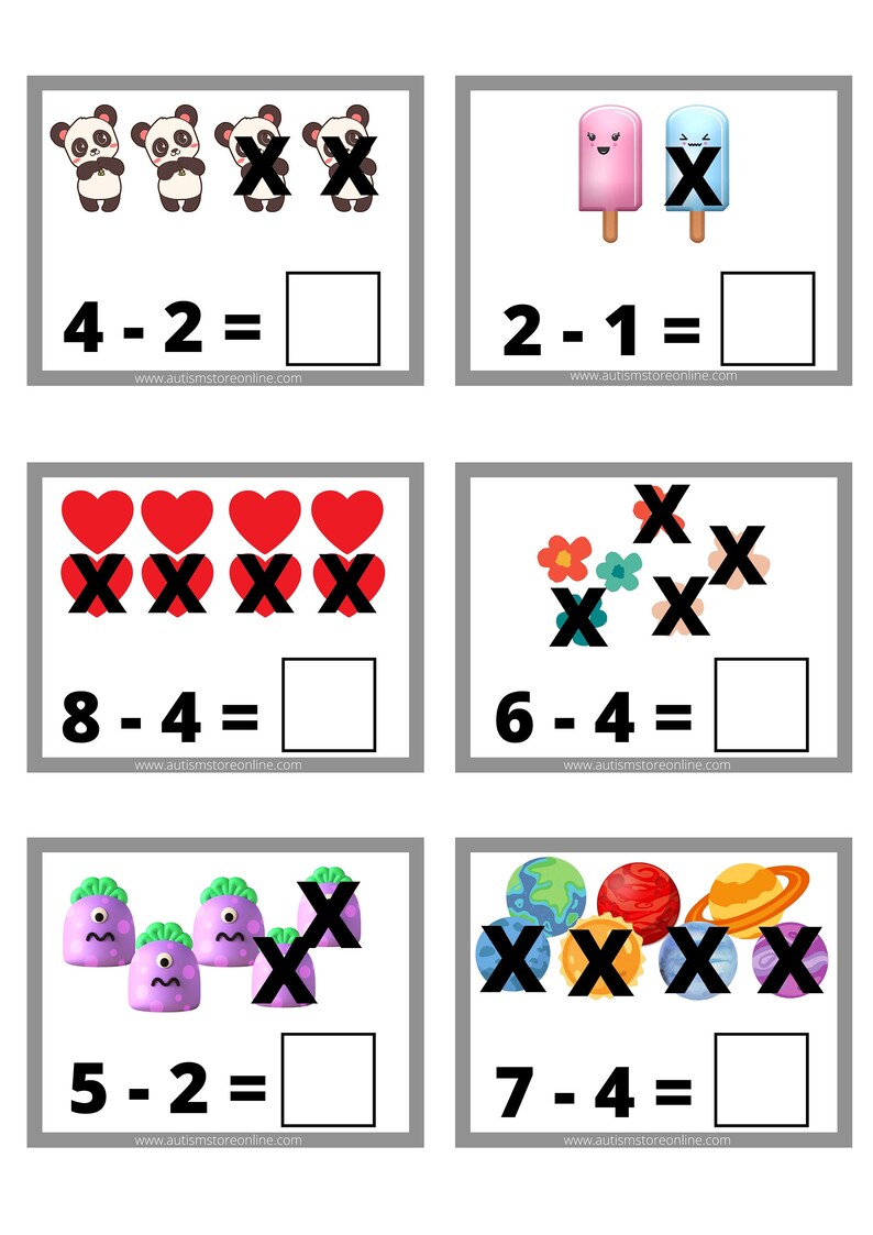 Simple Subtraction With Visuals / SPED / Autism / Special Education - Etsy