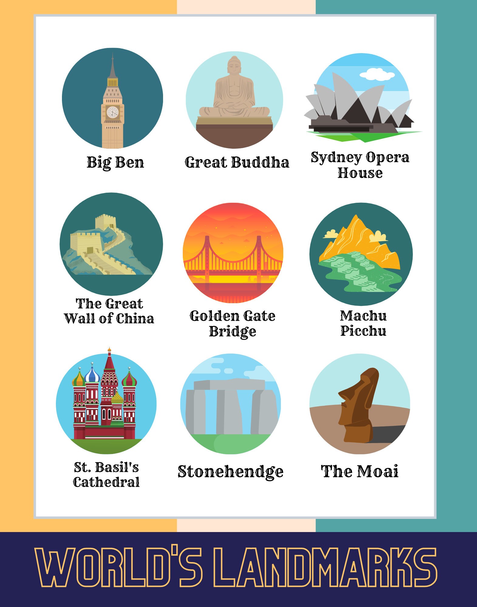 World's Landmarks / Room Decoration / Classroom Decor/ Statues / Travel ...