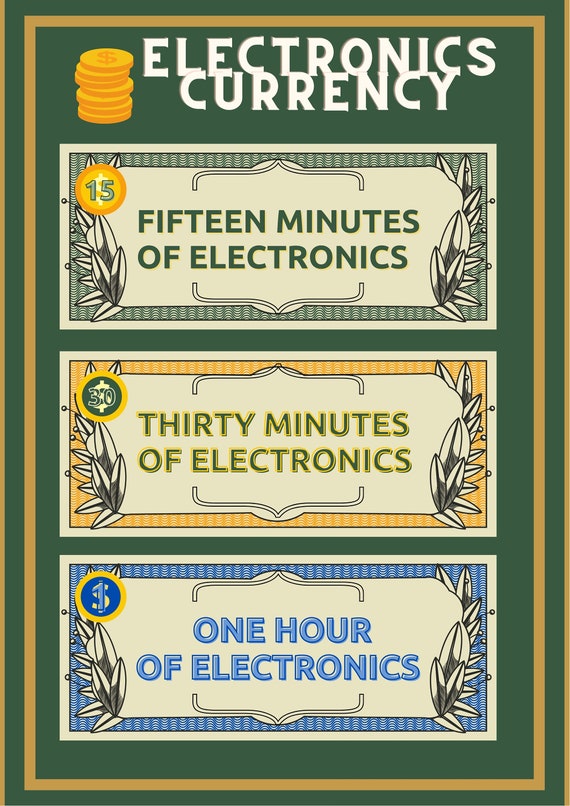 Electronics Currency / Screen Money / Screen Time / | Etsy