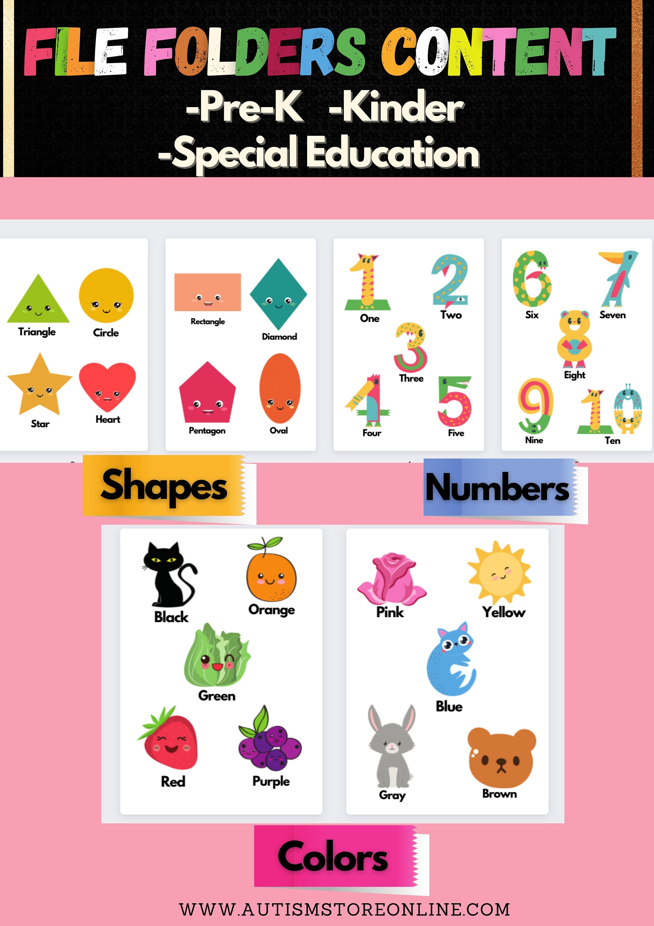 File Folders Content / Numbers / Shapes / Colors / SPED / Autism - Etsy