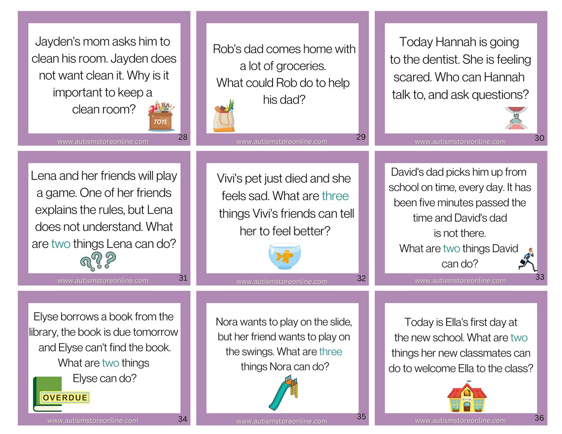 Social Skills Scenarios, Conversation Prompts, Autism, SPED, Special ...