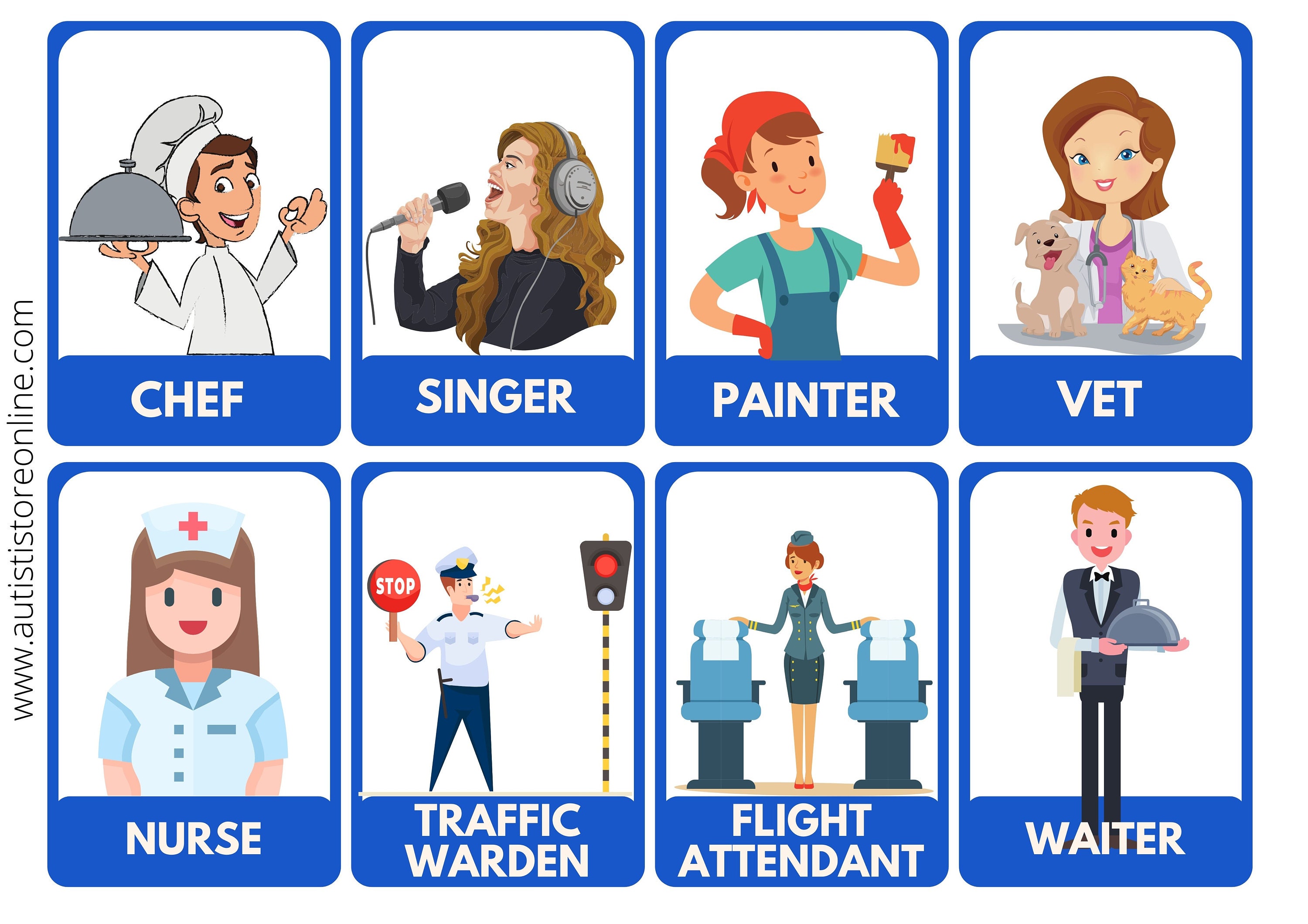 Jobs Flashcards, Professions, Jobs Vocabulary, Autism, SPED, Special ...