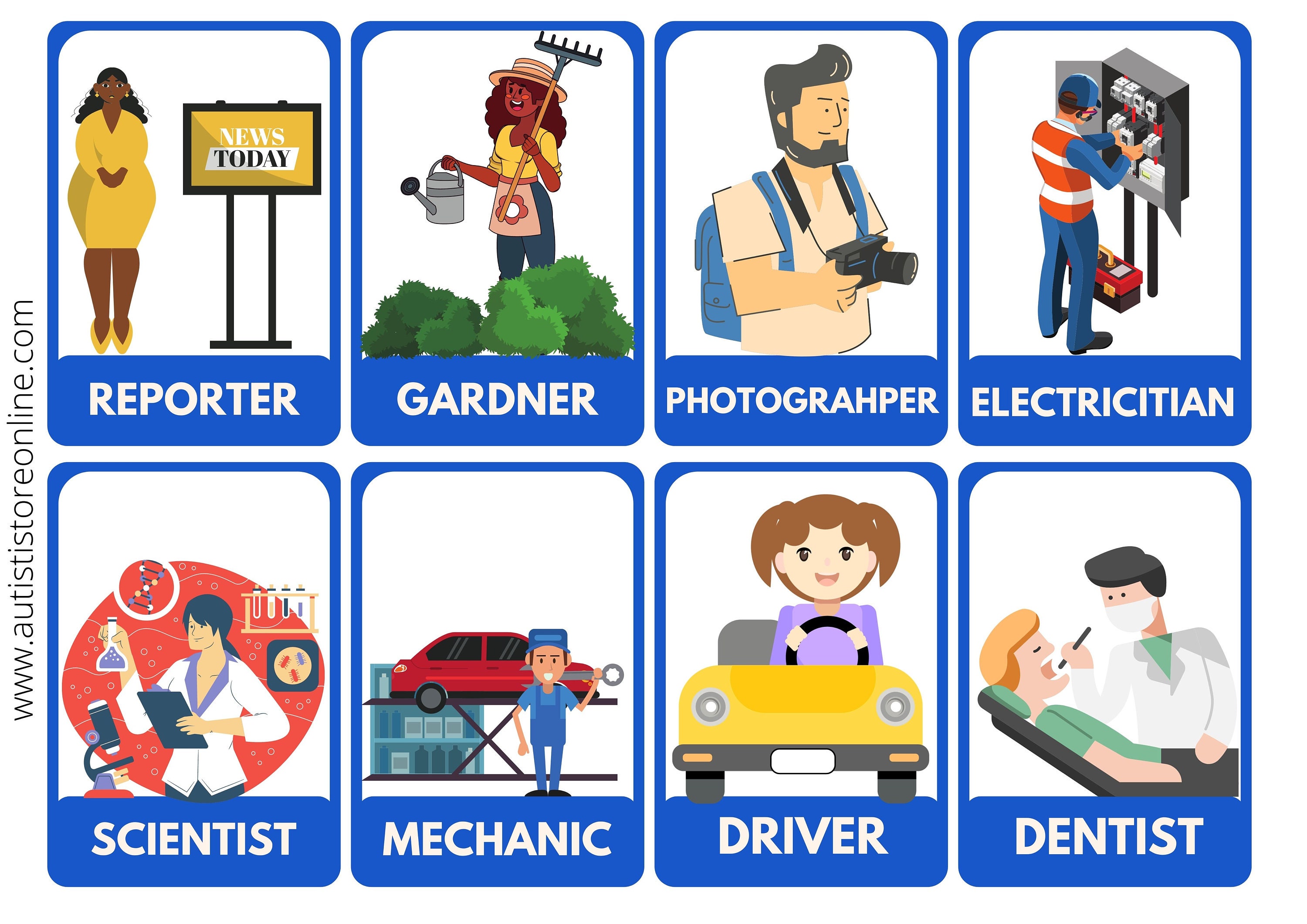 Jobs Flashcards, Professions, Jobs Vocabulary, Autism, SPED, Special ...