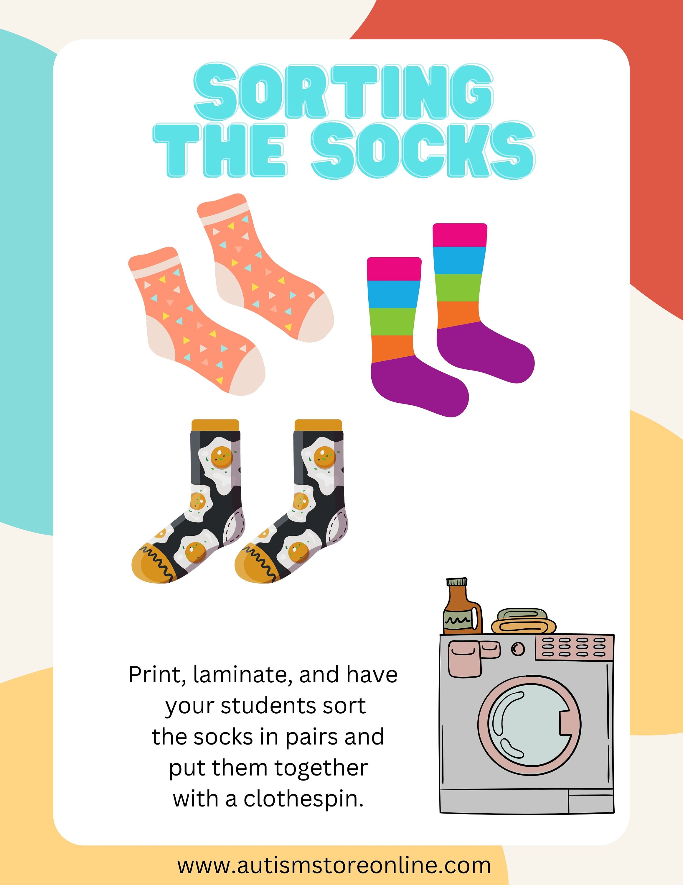 Sorting Socks, Sorting Activity, Matching, SPED, Special Education ...