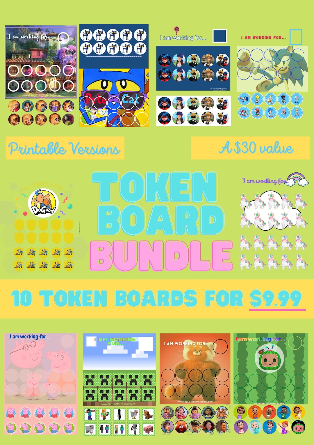 Printable Token Board Bundle, Token Economy, Token Chart, Printable ...
