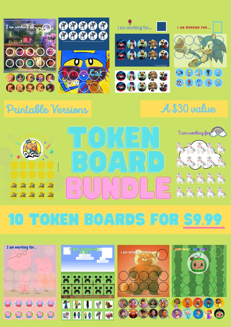 Printable Token Board Bundle, Token Economy, Token Chart, Printable ...