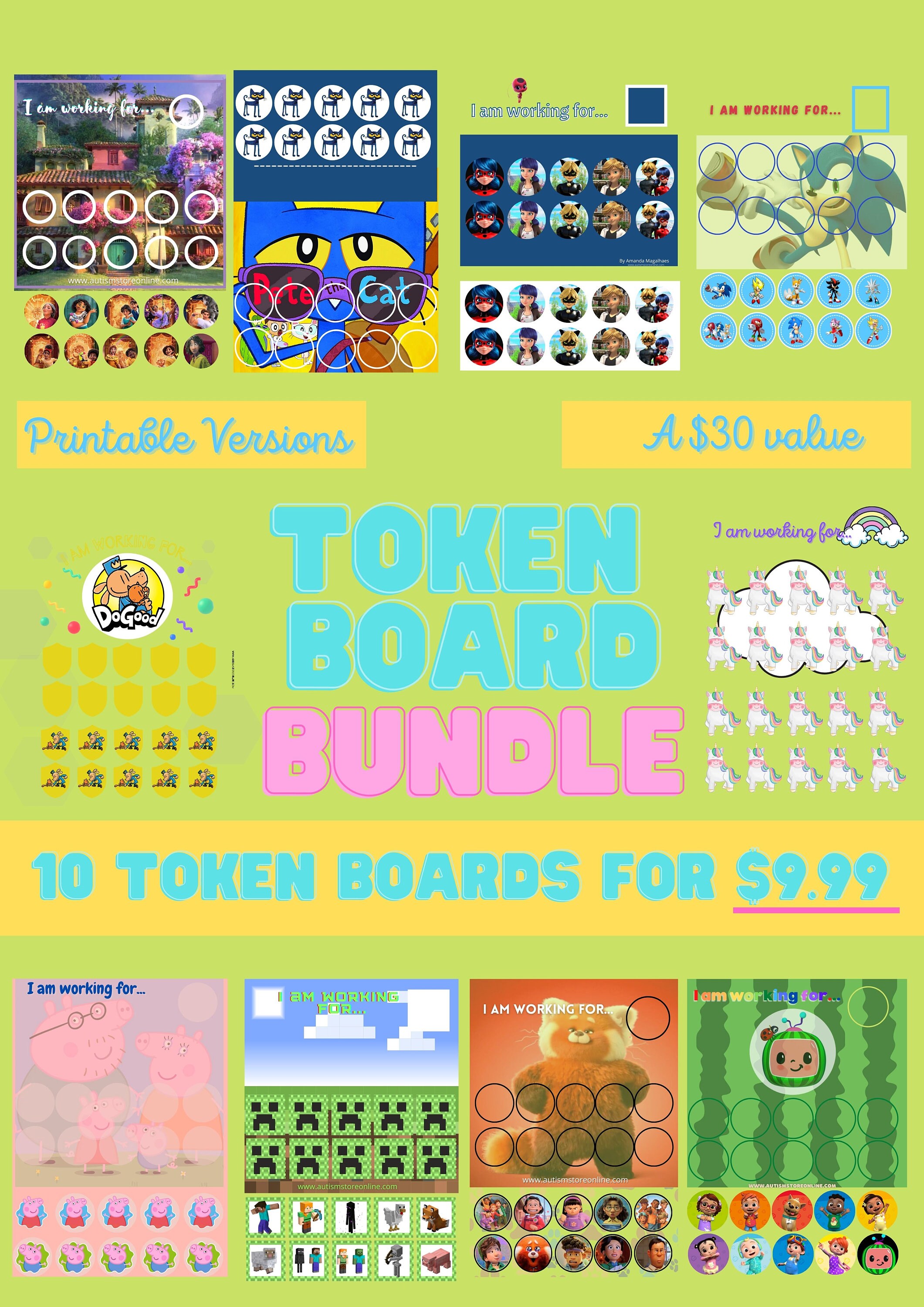 Printable Token Board Bundle, Token Economy, Token Chart, Printable ...