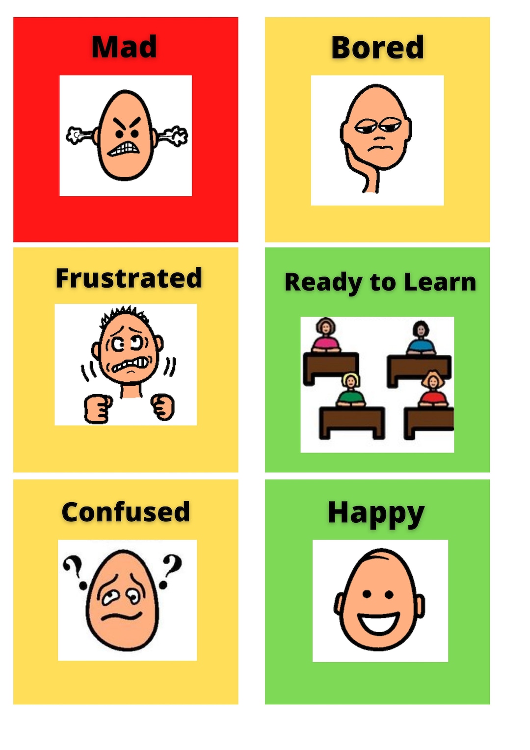 Emotions Check-in, PECS, Zones of Regulation, Autism, Apraxia, SPED - Etsy