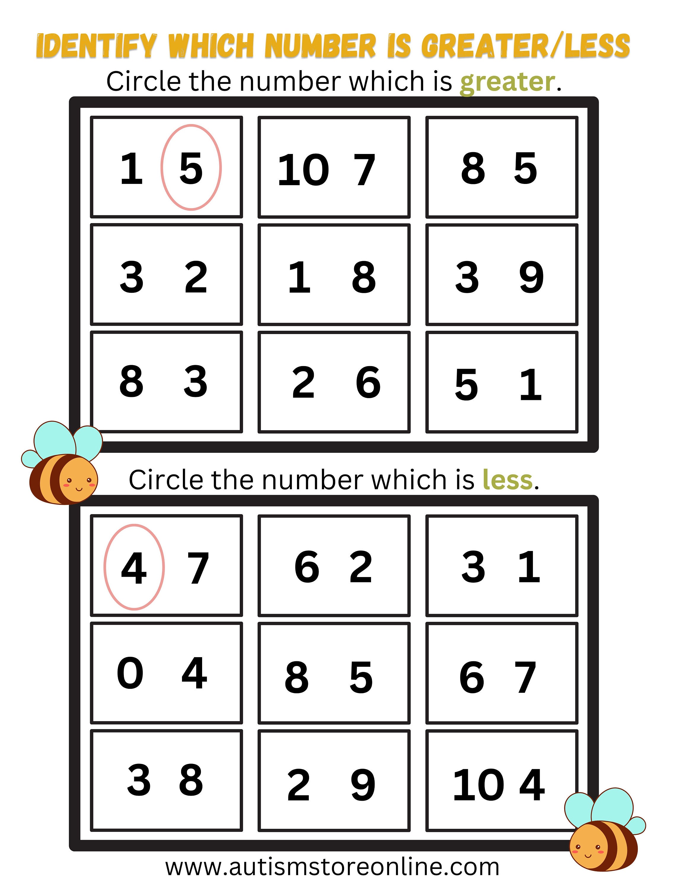 Greater Than, Less Than, Math, Autism, SPED, Special Education Math ...