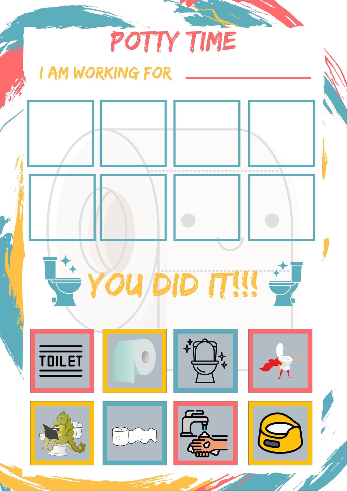 Tabla de ir al baño / Entrenamiento de inodoro / Recompensa | Etsy