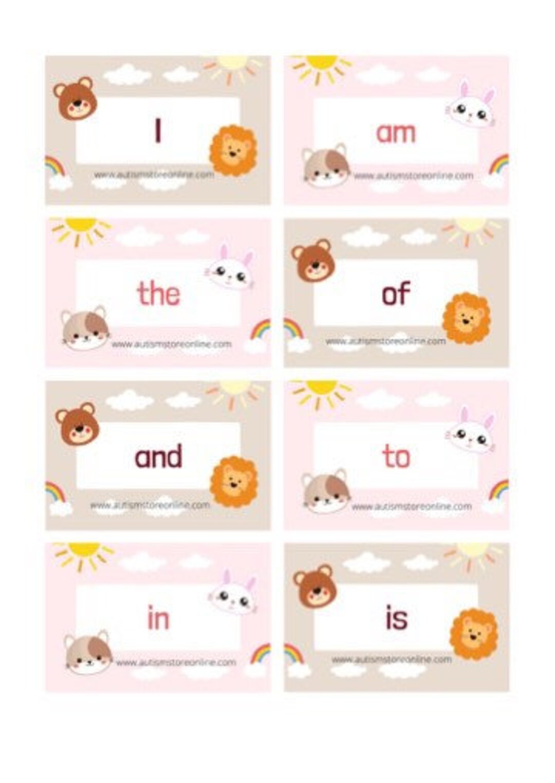 Sight Words / Reading / Flash Cards / Autism / Kindergarten/ Printable ...