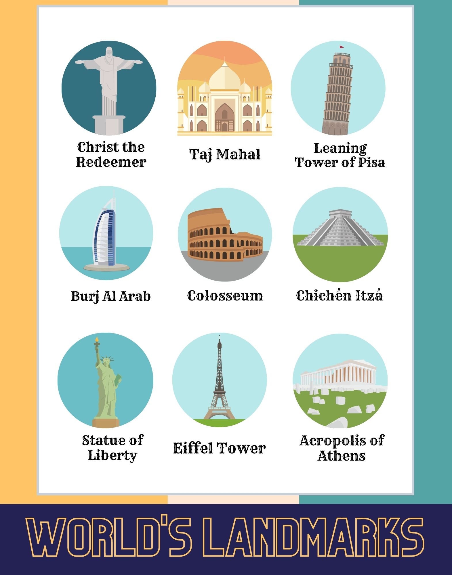 World's Landmarks / Room Decoration / Classroom Decor/ Statues / Travel ...