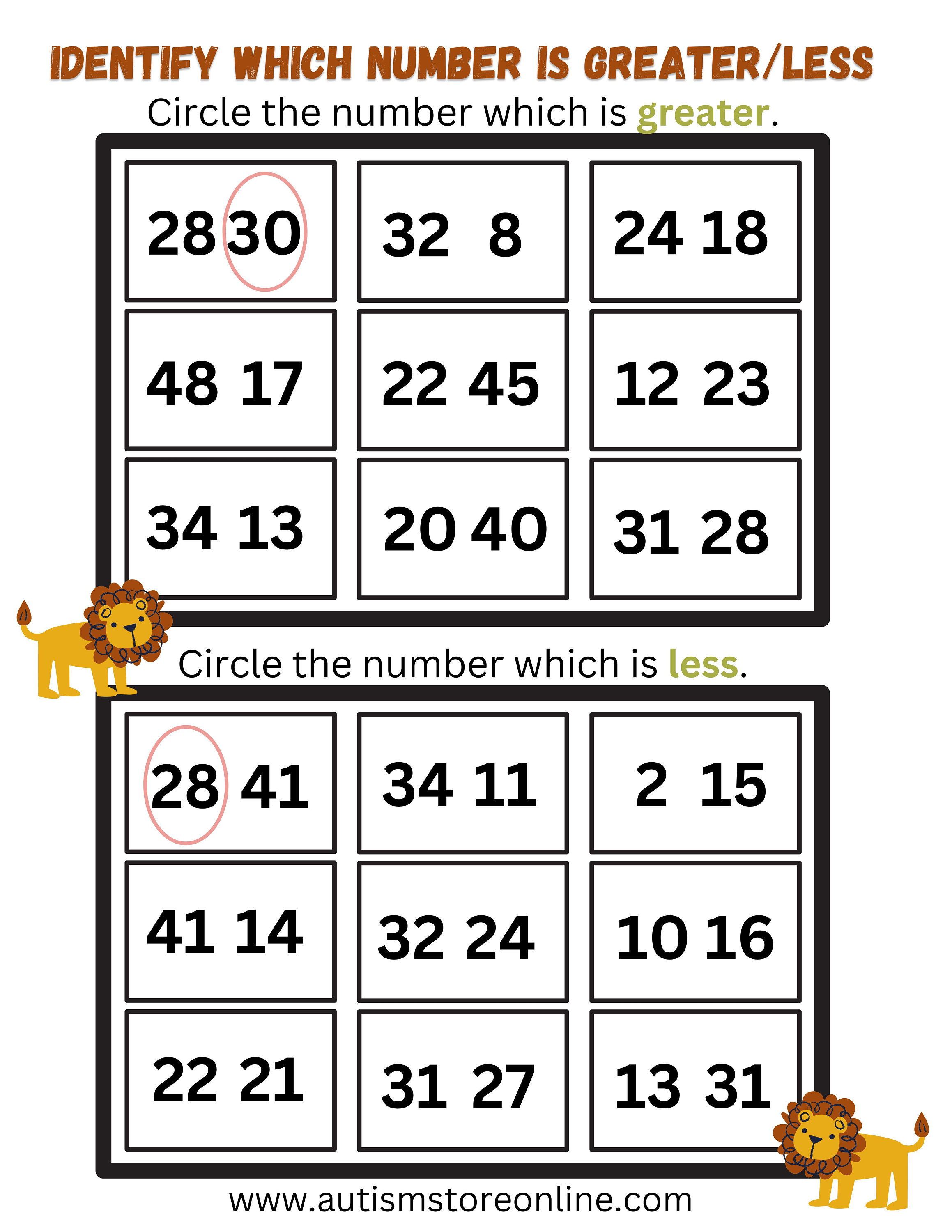 Greater Than, Less Than, Math, Autism, SPED, Special Education Math ...