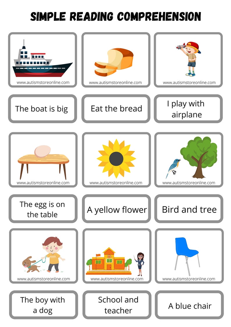 Simple Reading Comprehension With Pictures / Reading / Autism / SPED ...