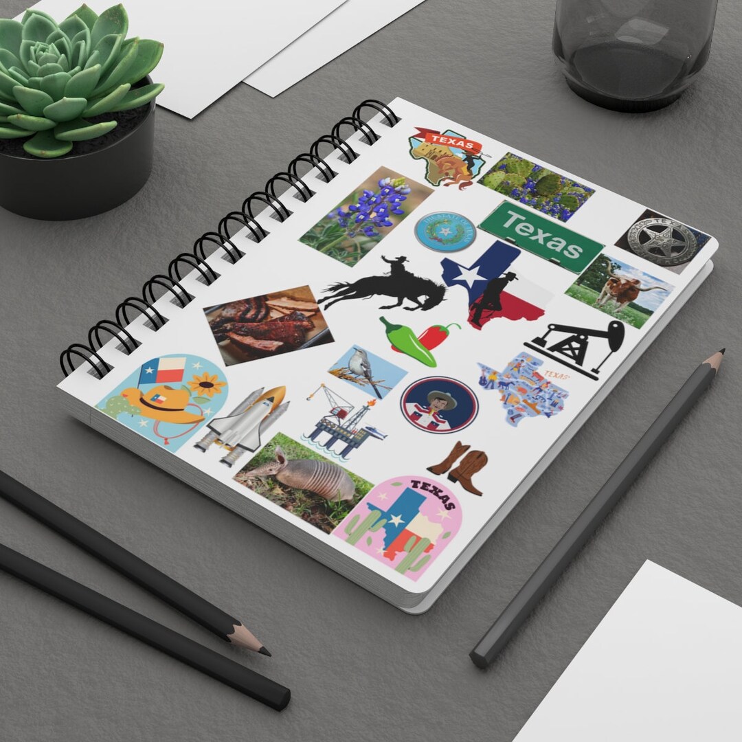 Texas Collage Spiral Notebook, 5x7, Lined Pages - Etsy