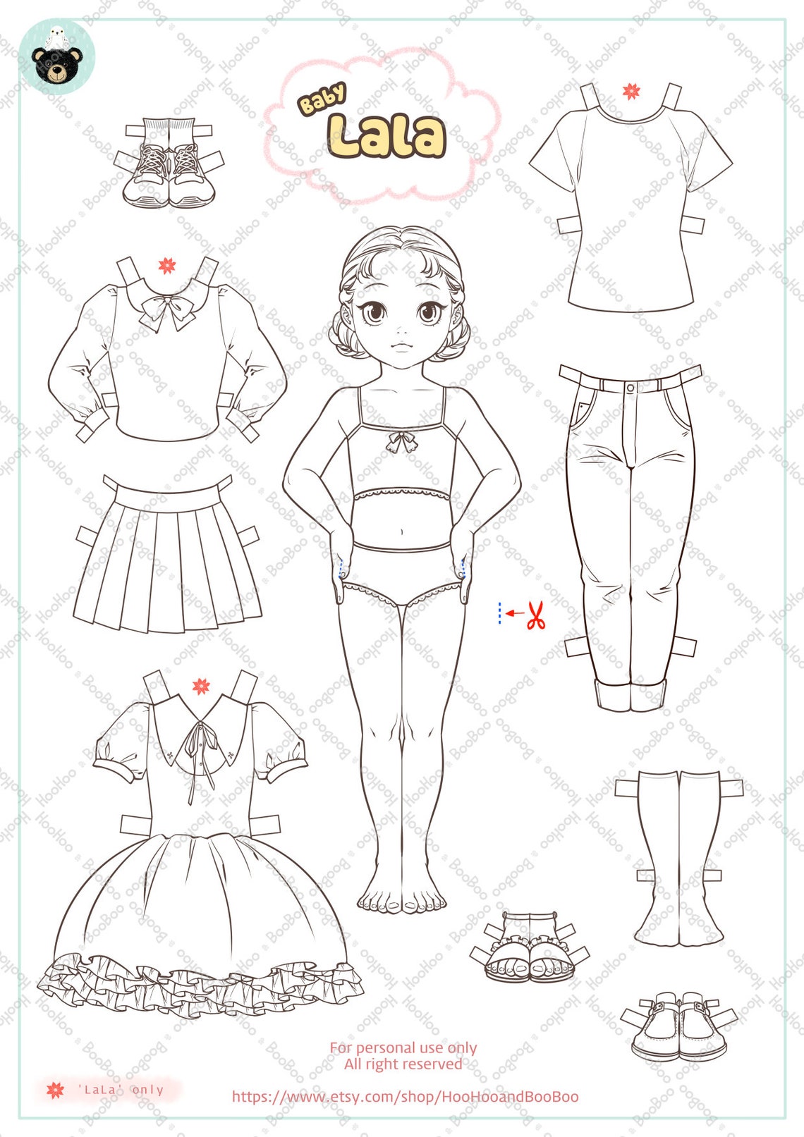Printable Paper Doll Baby Lala PDF Digital Download-paper Toy-paper ...