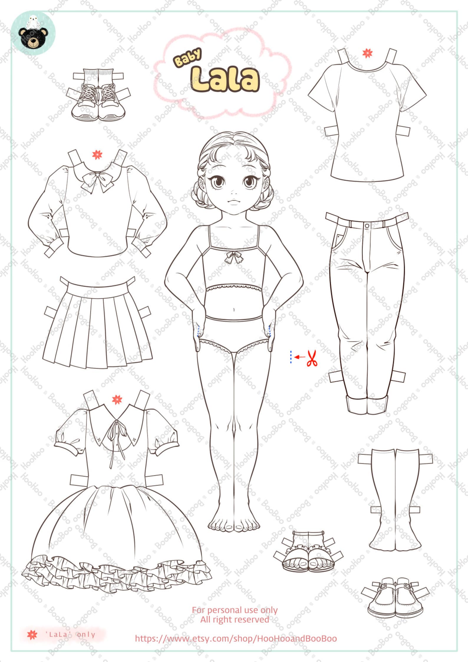 Printable Paper Doll Baby Lala PDF Digital Download-paper Toy-paper ...