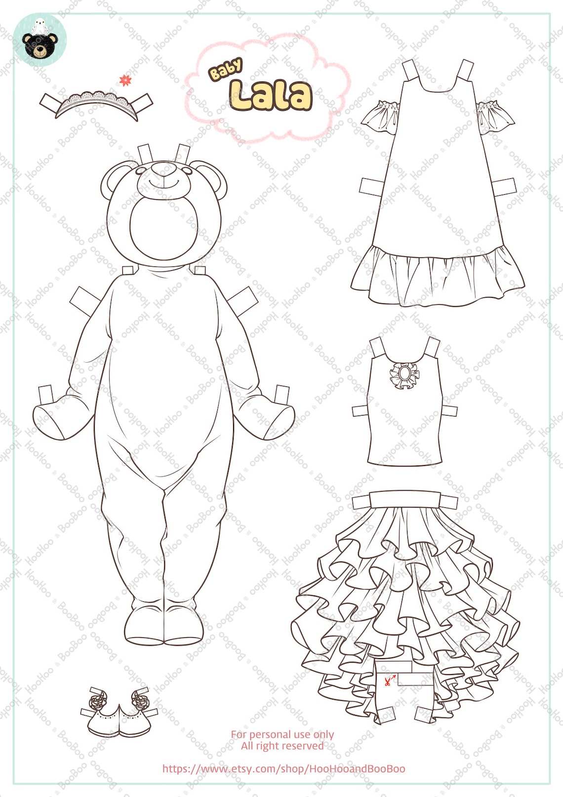 Printable Paper Doll Baby Lala PDF Digital Download-paper Toy-paper ...