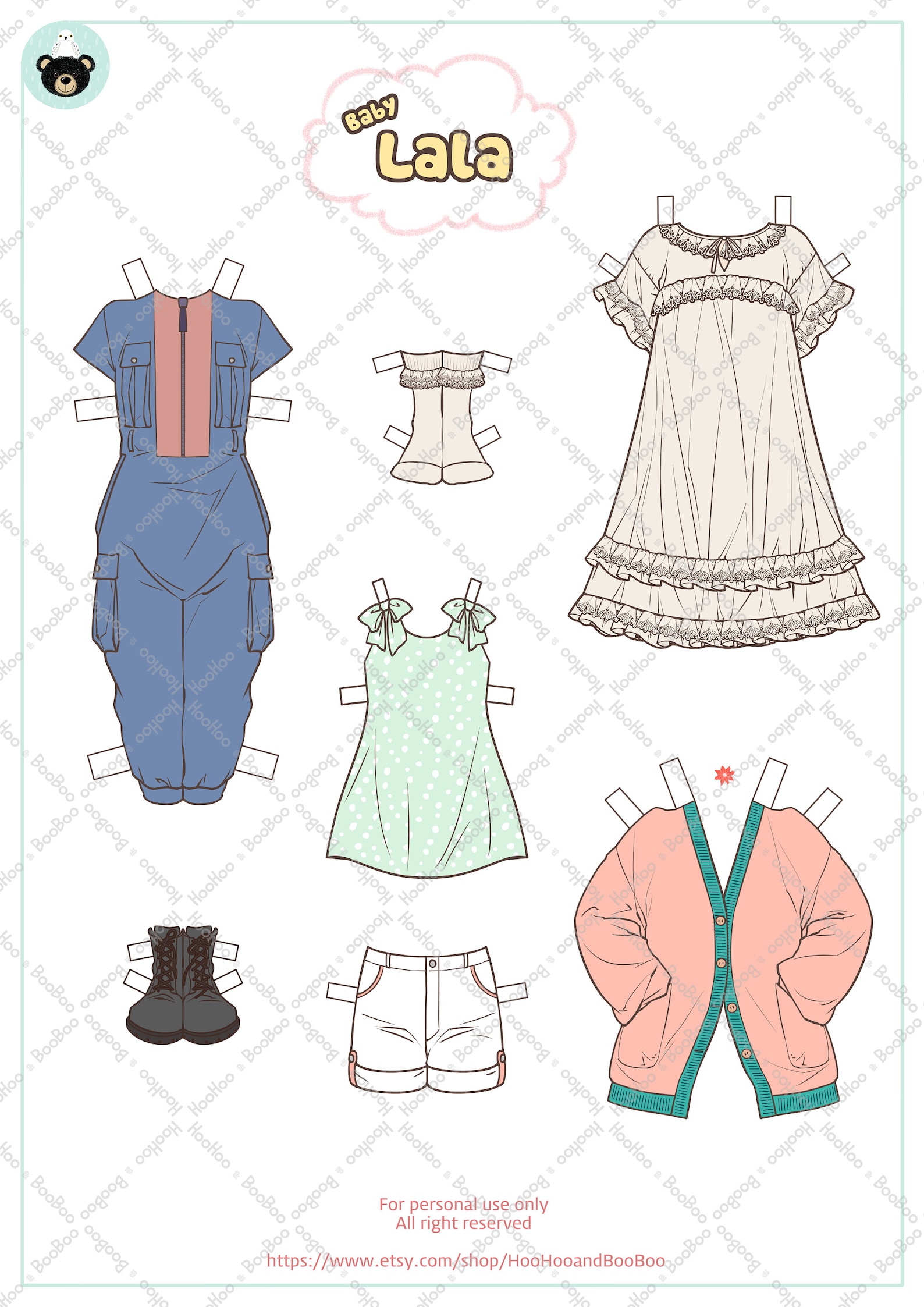 Printable Paper Doll Baby Lala PDF Digital Download-paper Toy-paper ...